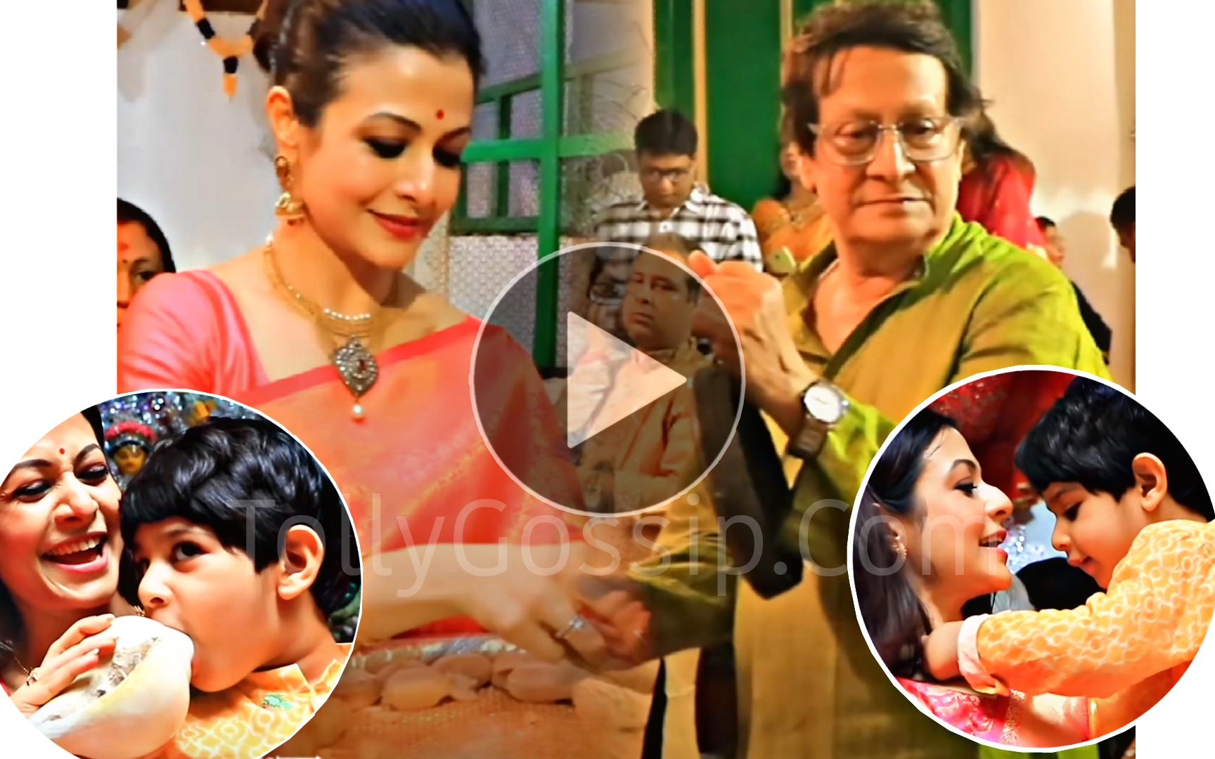 Koel Mallick: ছেলে কবীর শাঁখ বাজাচ্ছে, বাবা রঞ্জিত মল্লিক বাজাচ্ছে ...